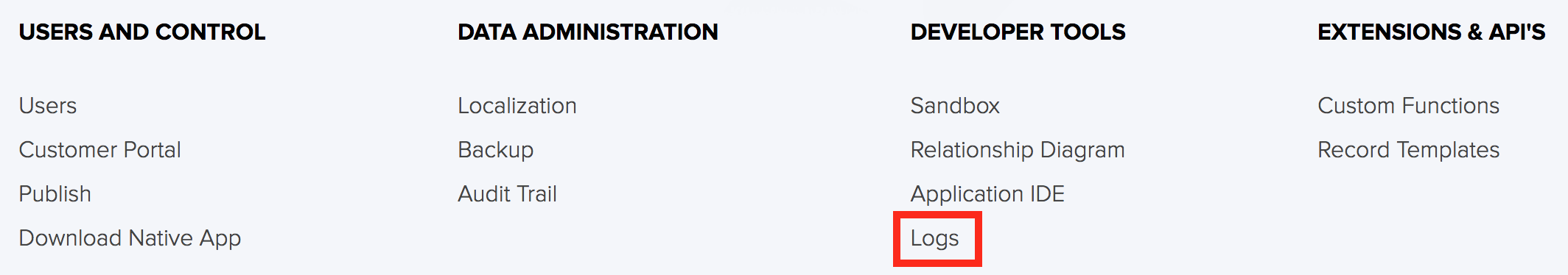 View Logs | Zoho Creator Help
