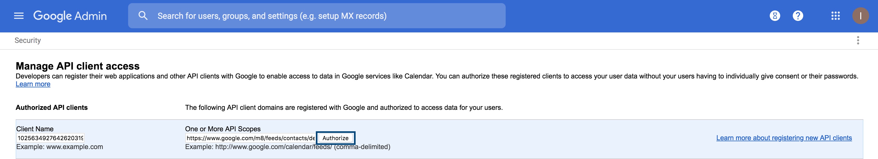 Authorizing Zoho Mail to access G Suite
