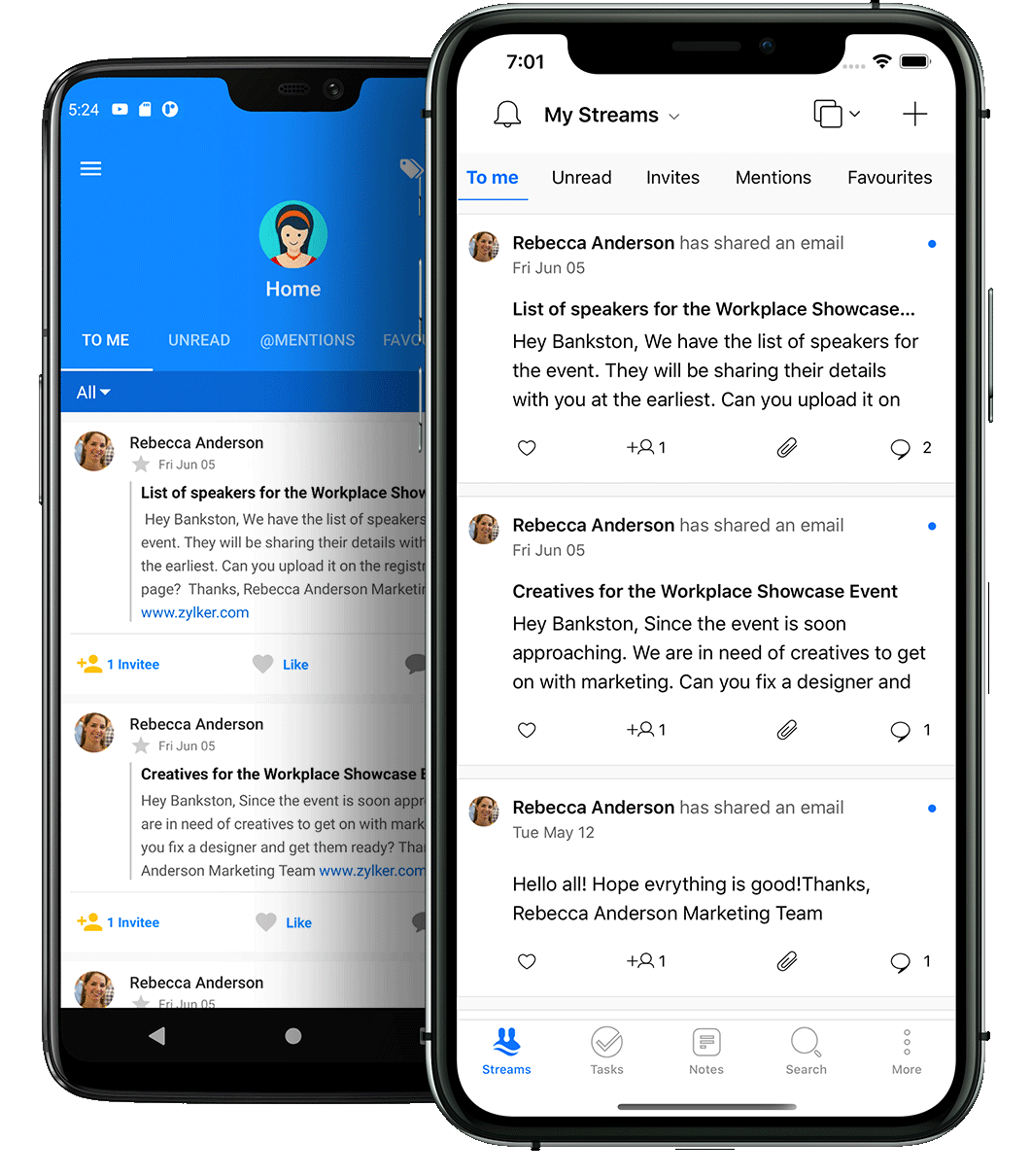 Streams Mobile App For Contextual Collaboration Zoho Mail