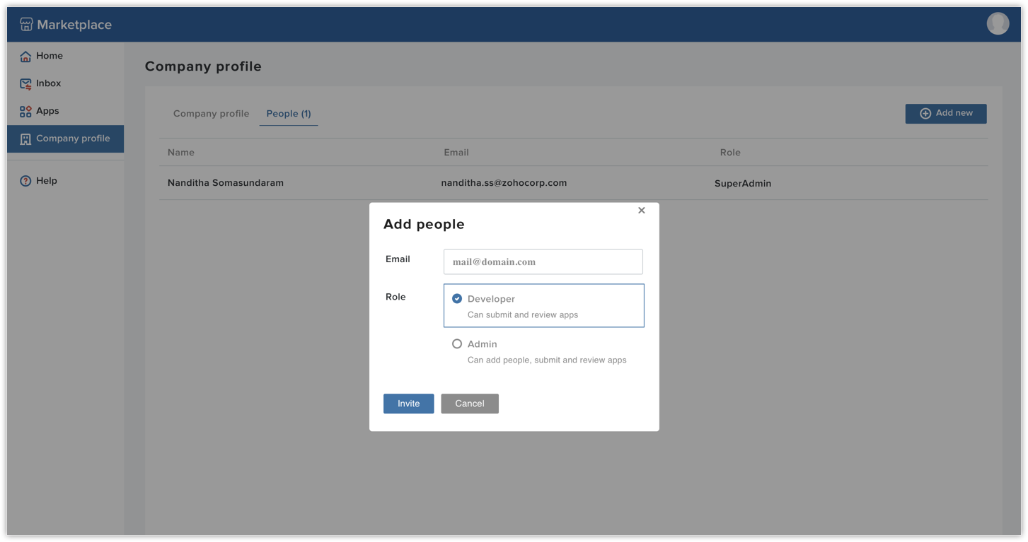 Create a company profile | Zoho Marketplace