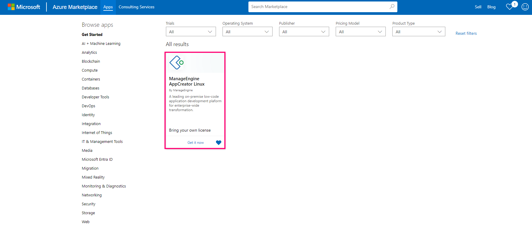Installing On Azure Manageengine Appcreator Help