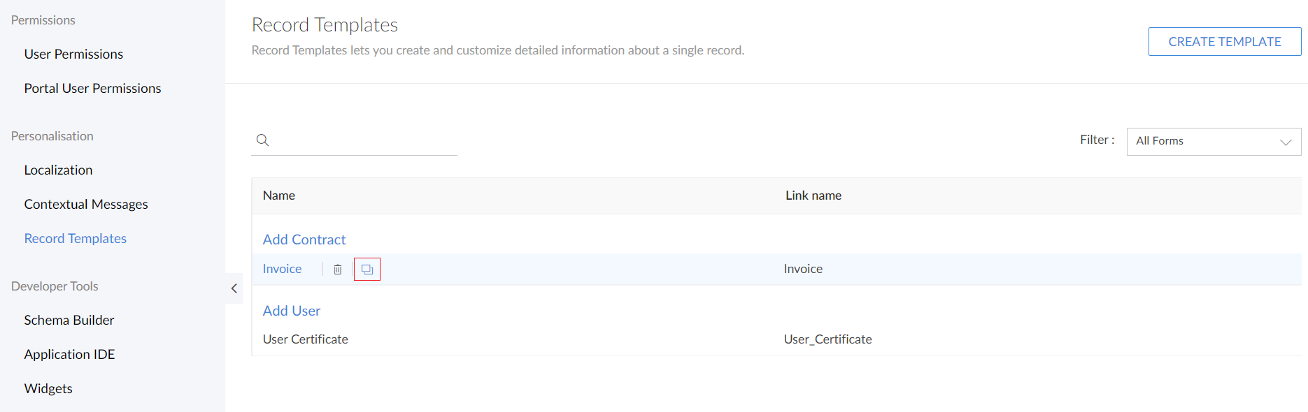Manage Record Templates Manageengine Appcreator Help