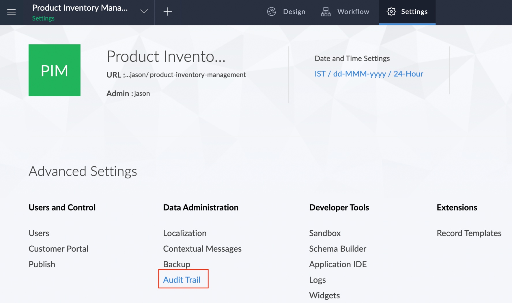 Understand Audit Trail |ManageEngine AppCreator Help