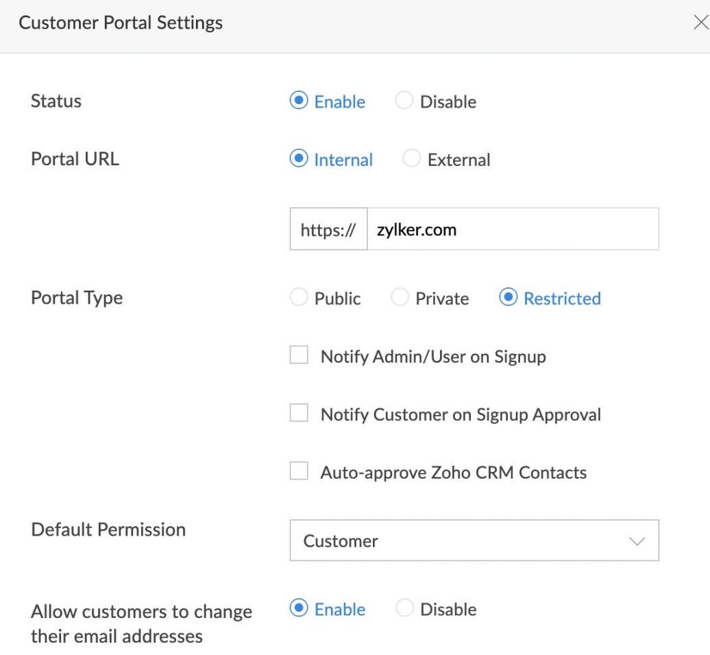 Configure Portal Type in the Customer Portal | ManageEngine AppCreator Help