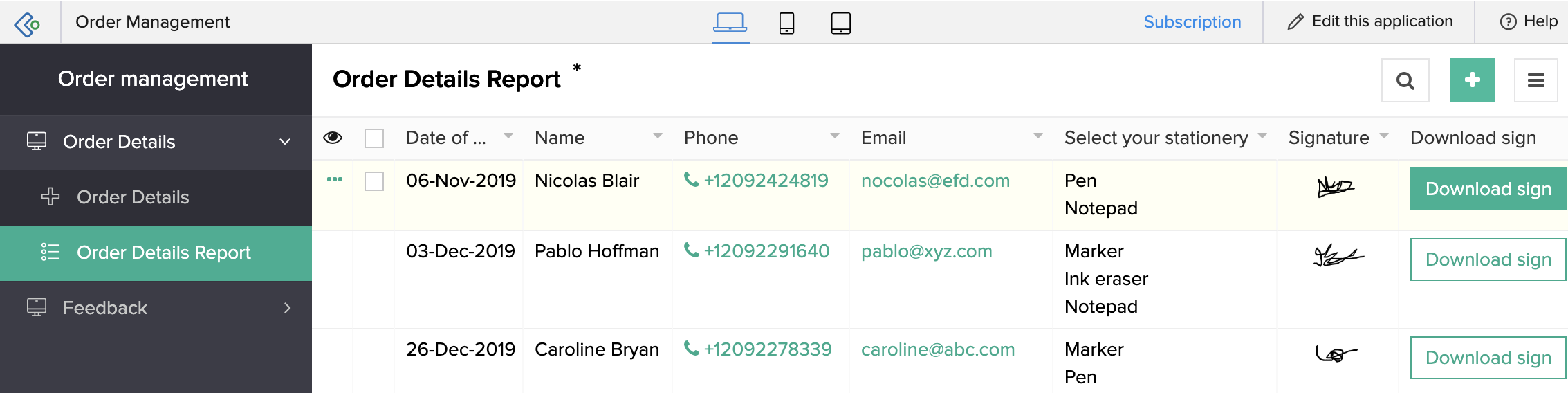 Understand Signature Field | ManageEngine AppCreator Help