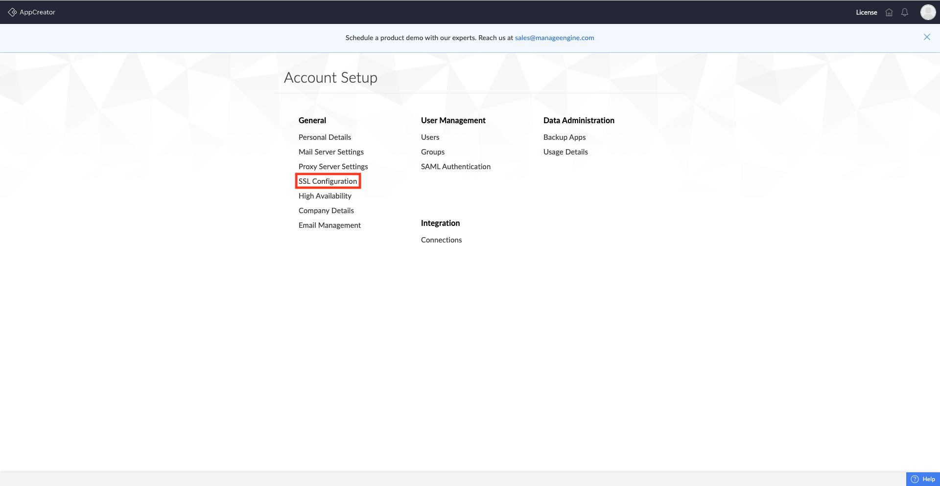 Ssl Configuration Manageengine Appcreator Help