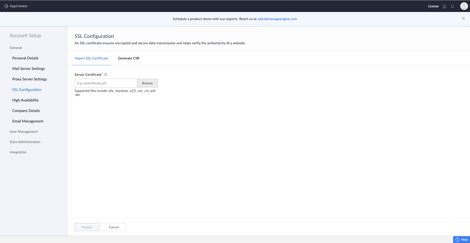 Ssl Configuration Manageengine Appcreator Help