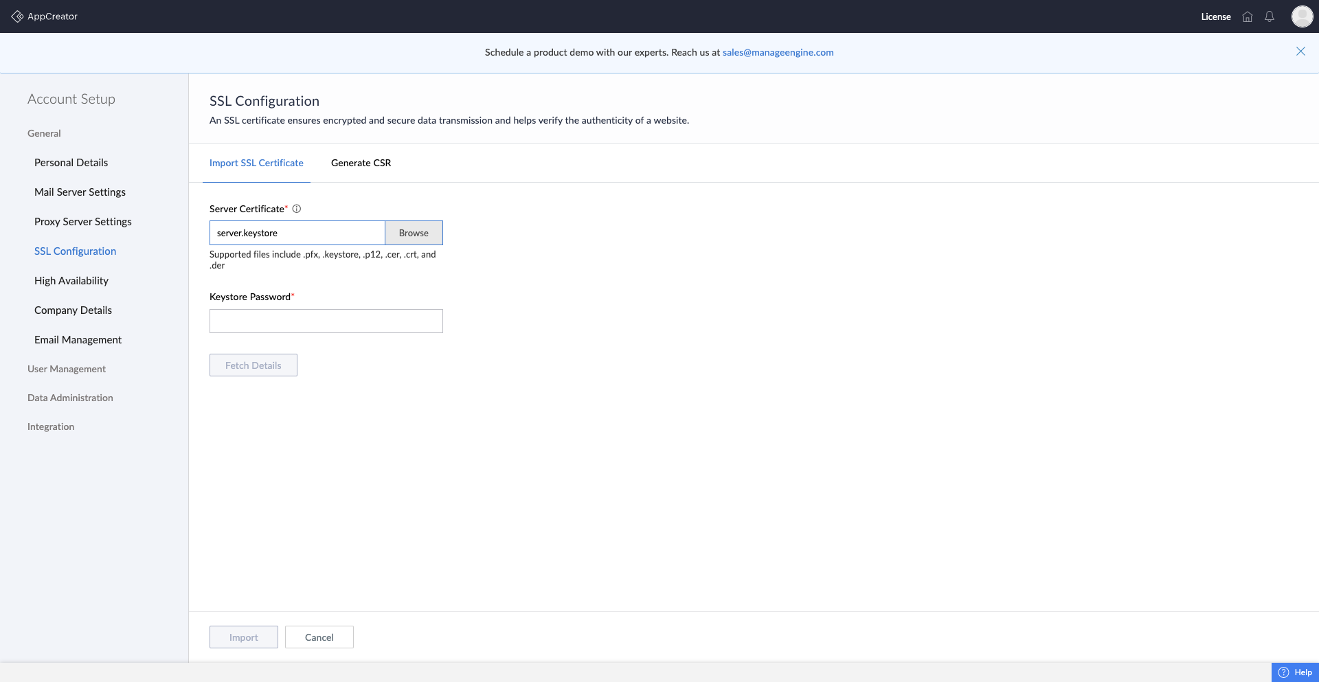 SSL Configuration | ManageEngine AppCreator help
