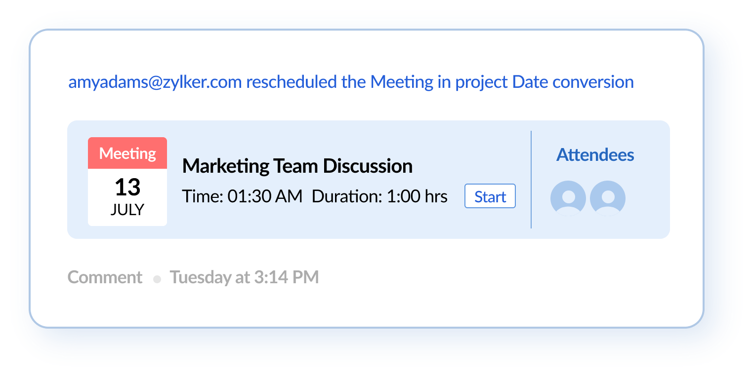 Zoho Meeting for Zoho Projects