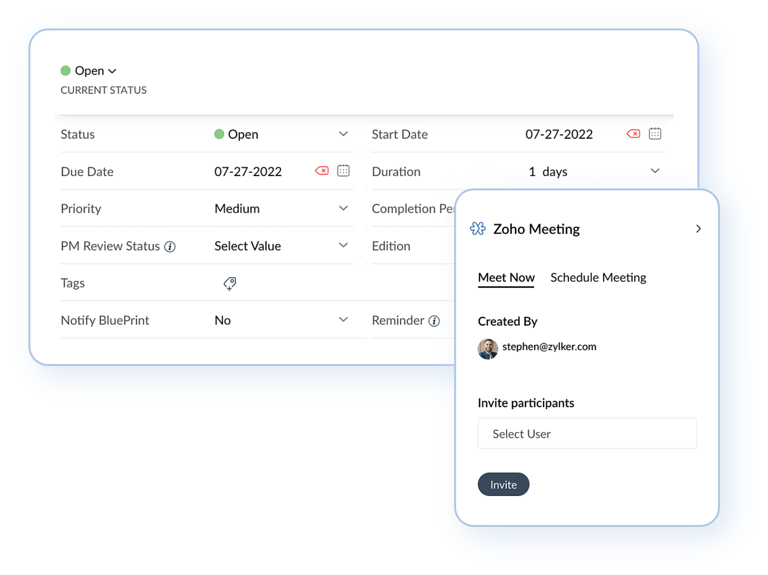 Zoho Meeting for Zoho Projects