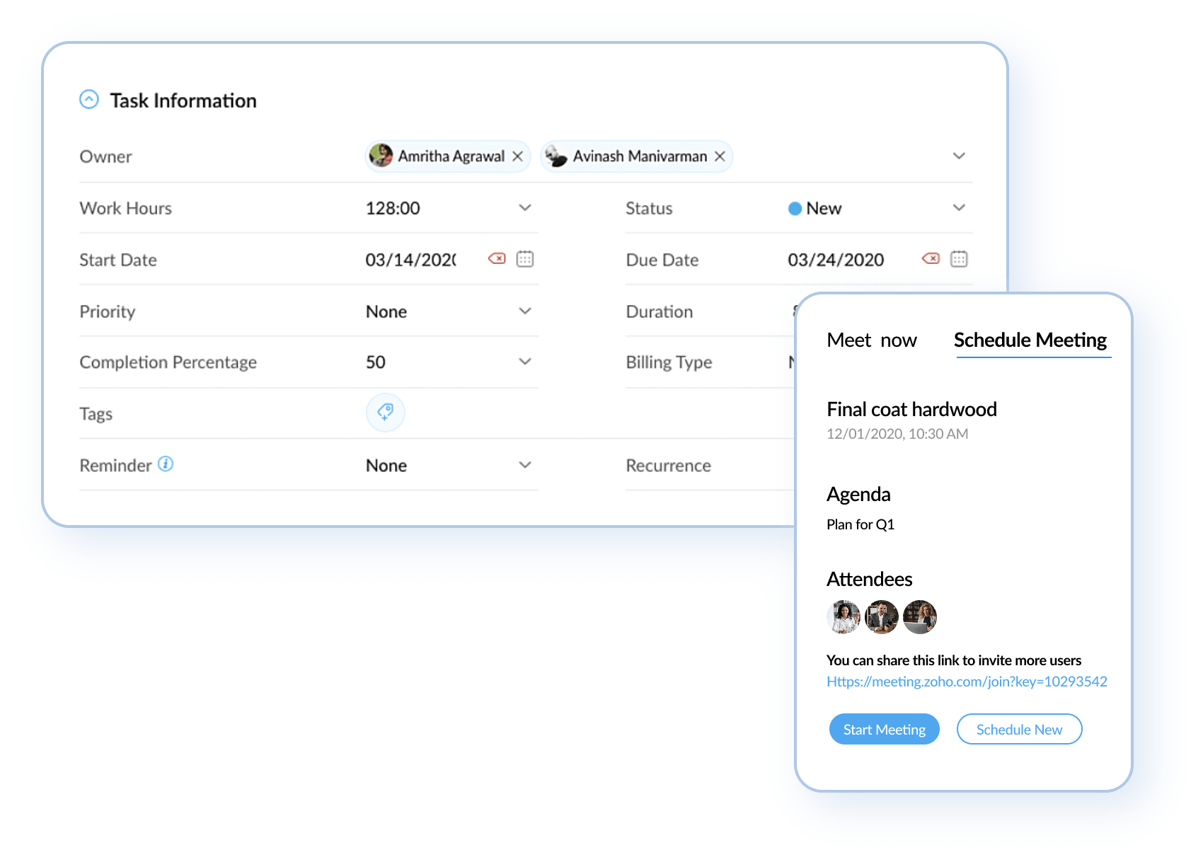 Zoho Meeting for Zoho Projects