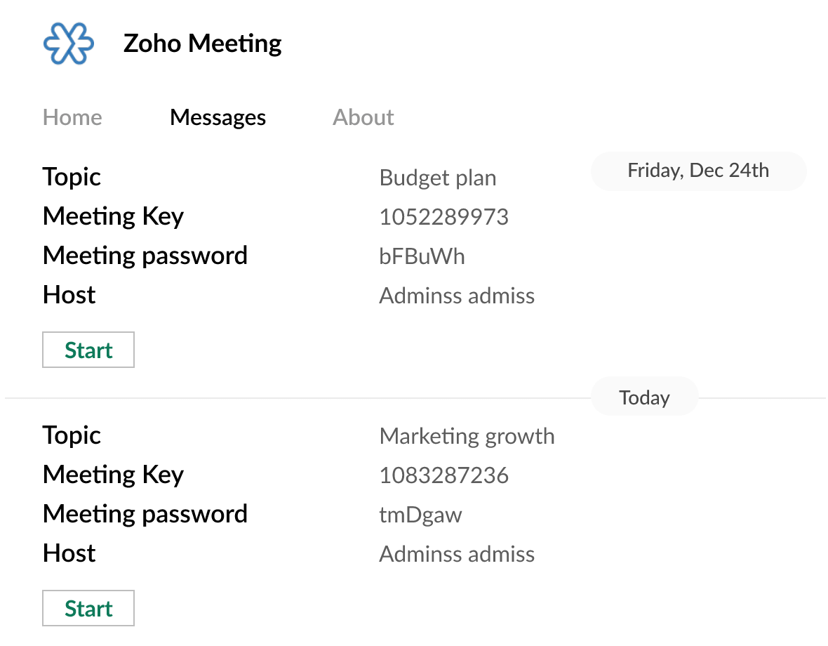 Host & Join Meetings from Slack chat rooms | Zoho Meeting integration ...