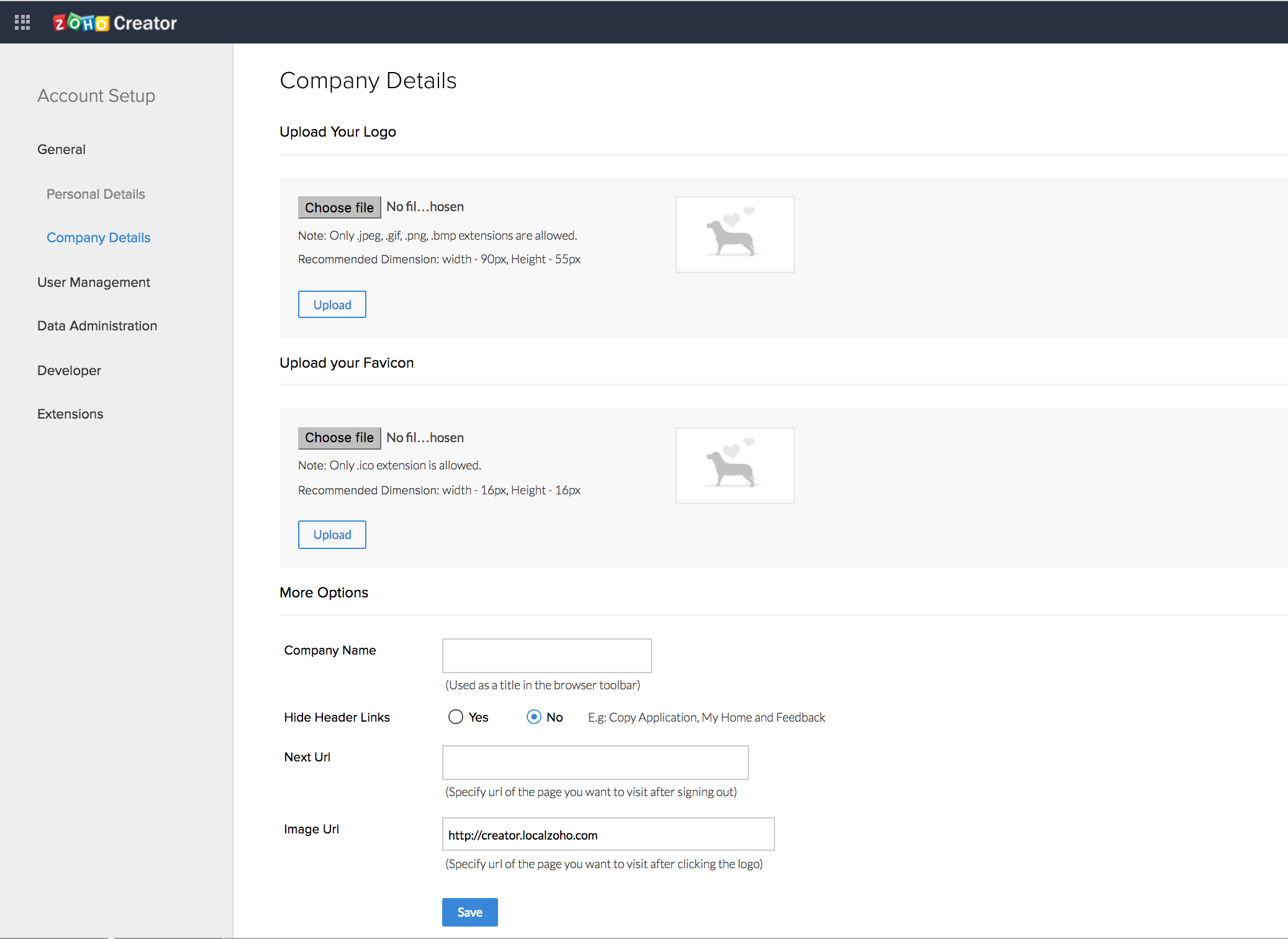 Manage company details