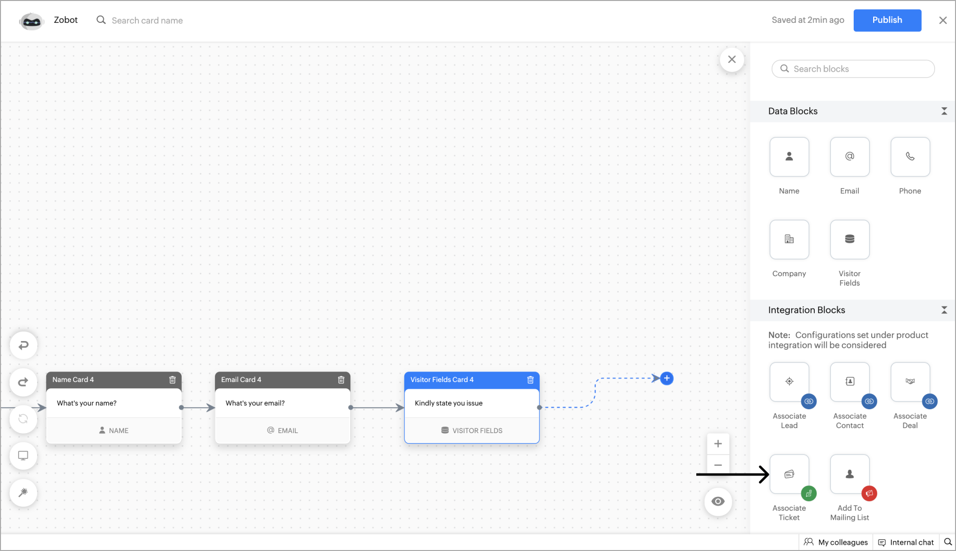 Integration Blocks | Codeless Bot - Zoho SalesIQ