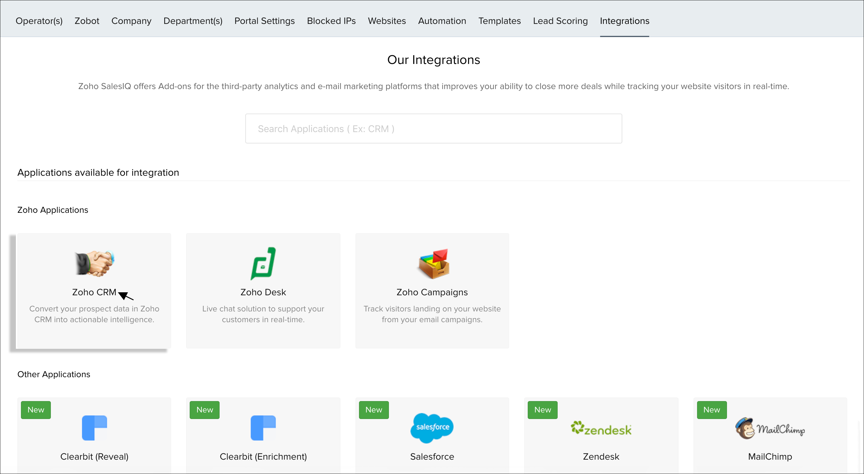 Integrate your Zoho CRM account with your Zoho SalesIQ Integrate your Zoho CRM account with your Zoho SalesIQ