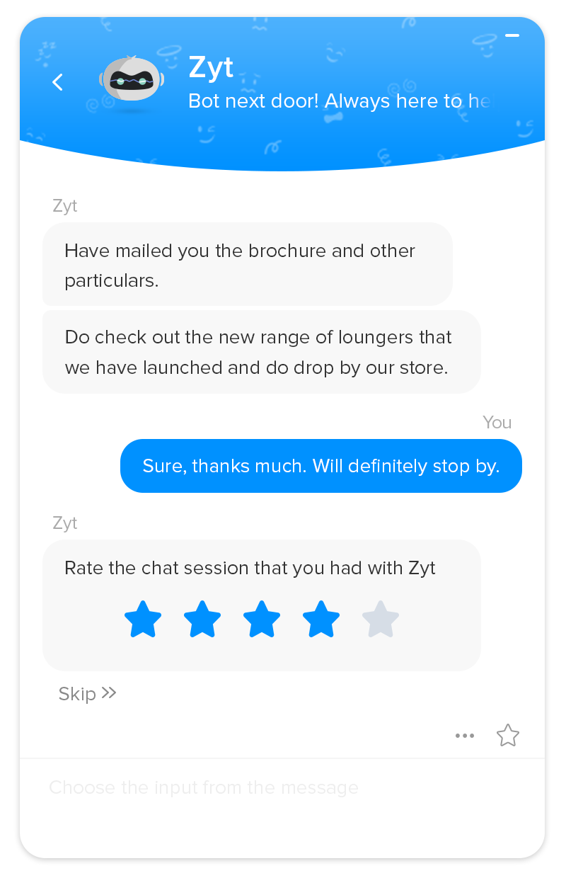Feedback using Star Rating in the Zobot - Watson