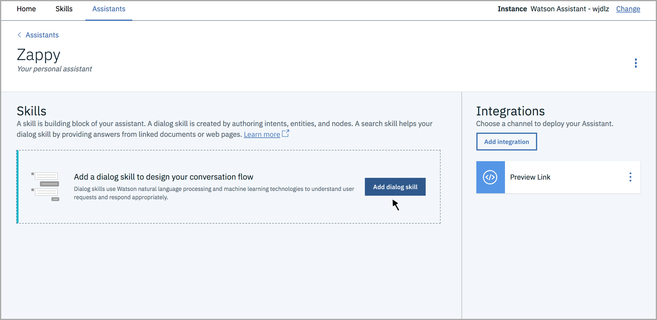 Basics of integrating the Watson Assistant platform