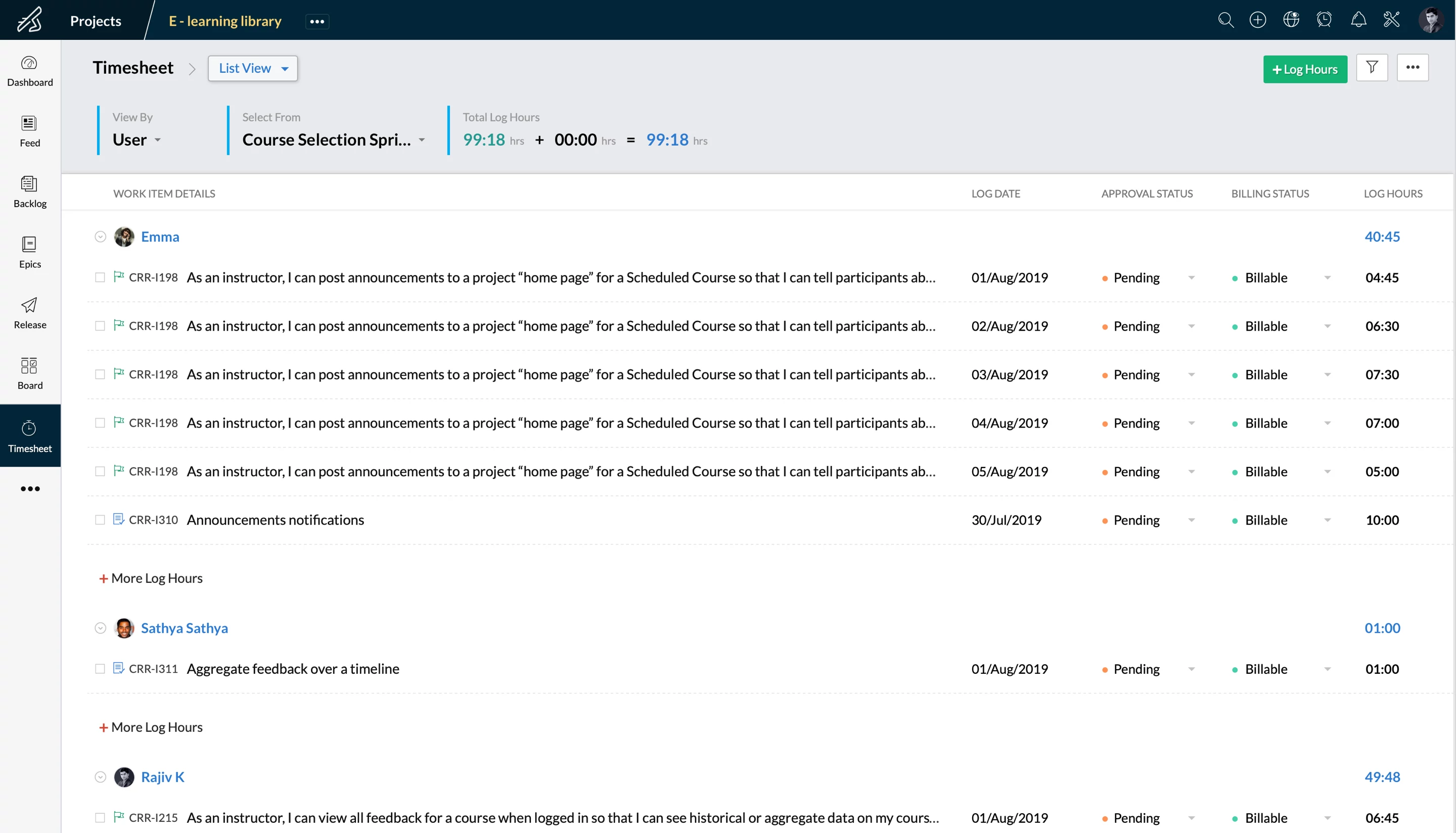 Timesheets : Zoho Sprints