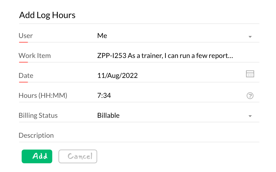 Timesheets : Zoho Sprints