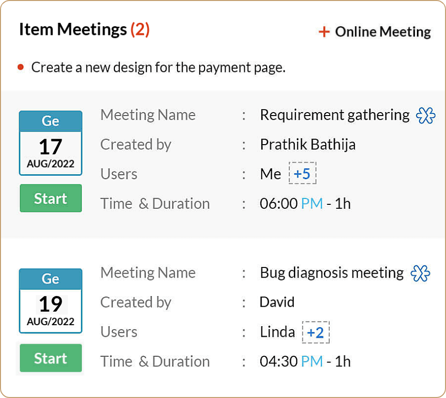 Meetings : Zoho Sprints