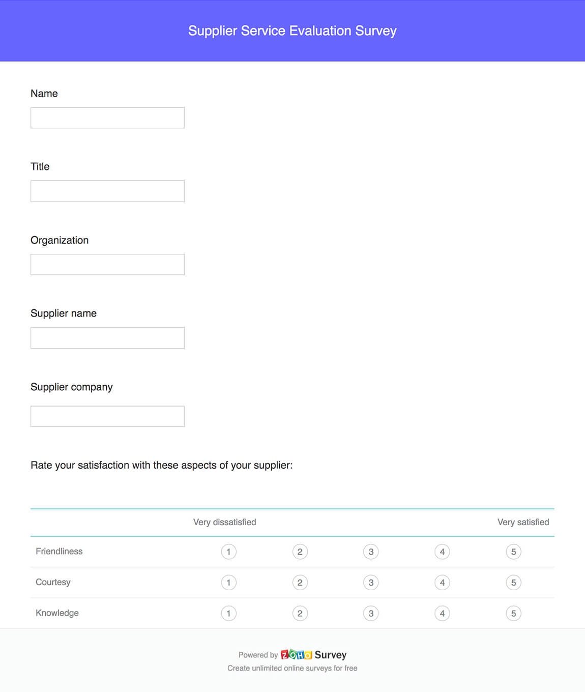 Supplier Service Evaluation Survey Questionnaire Template Zoho Survey Supplier Service Evaluation Survey Questionnaire Template Zoho Survey