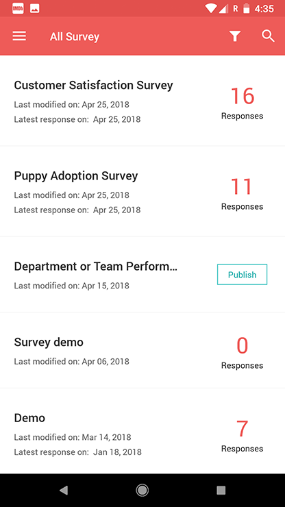 Help Guide for Zoho Survey's Android App