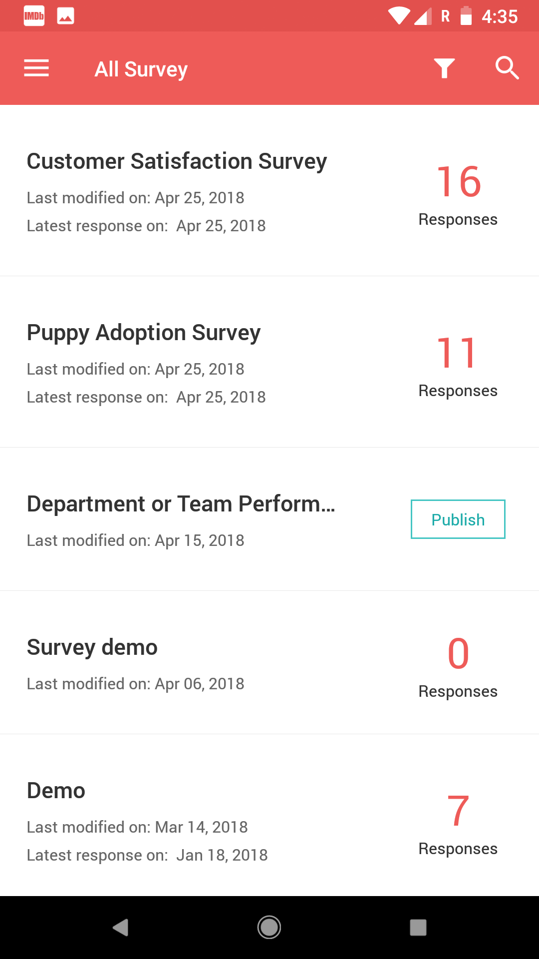 Help Guide for Zoho Survey's Android App