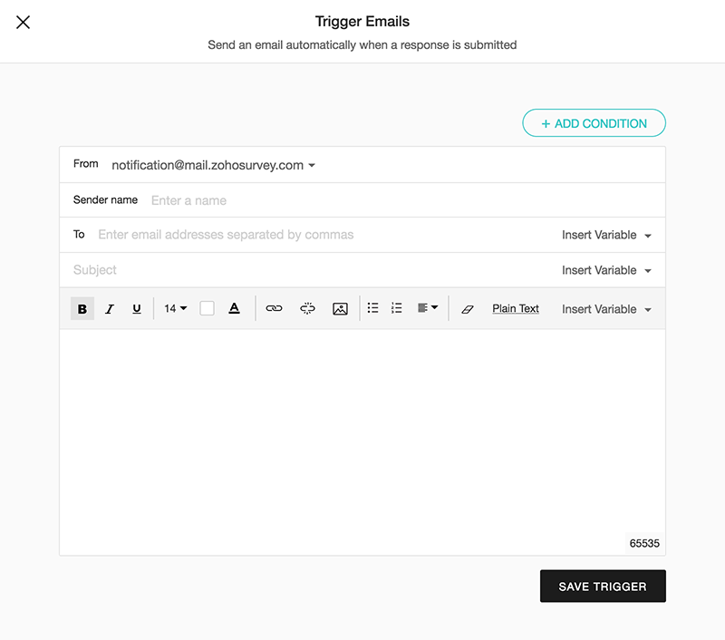 Trigger Email Notifications - Zoho Survey Help Trigger Email Notifications - Zoho Survey Help