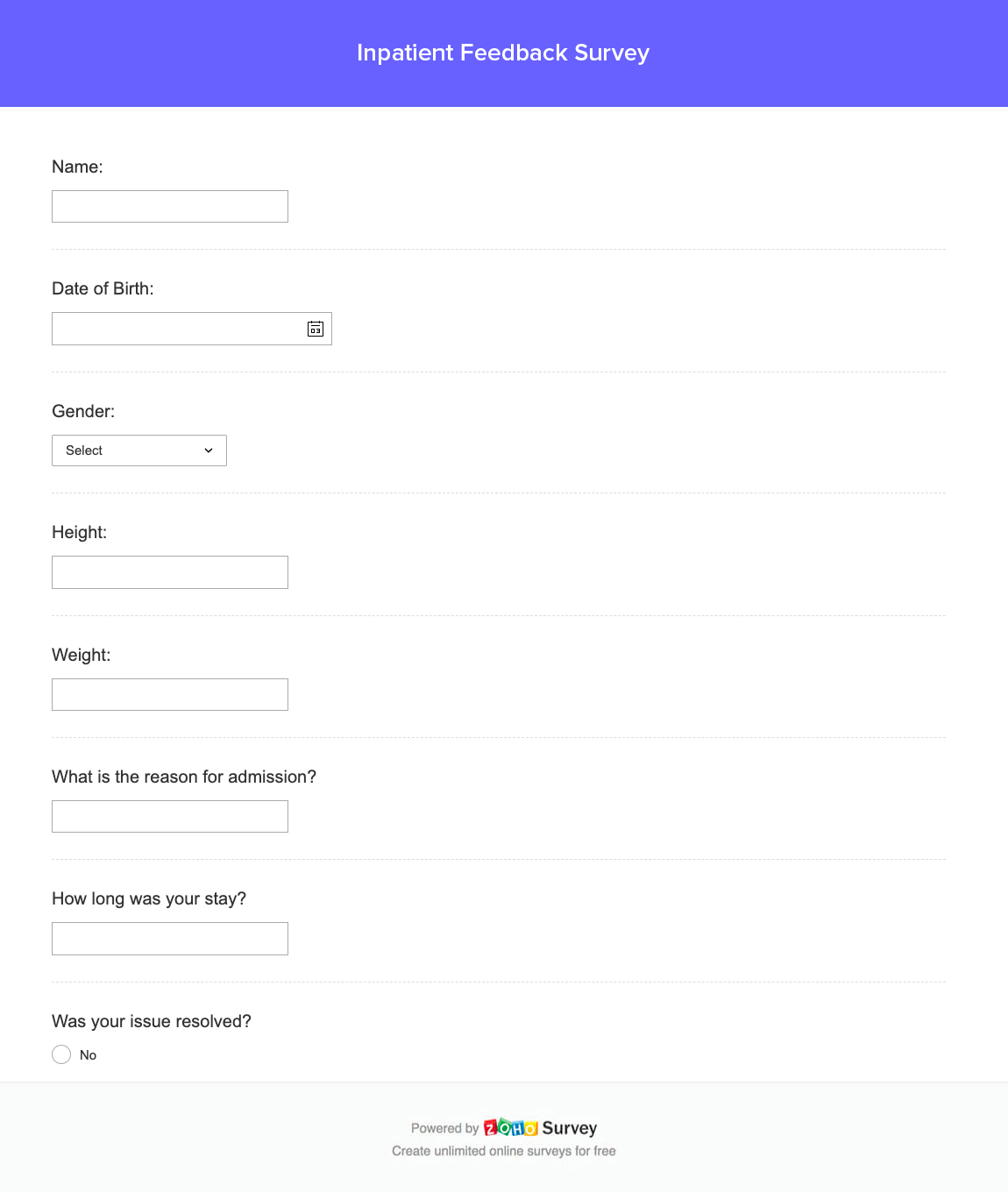 Patient Feedback Survey Questionnaire & Template - Zoho Survey