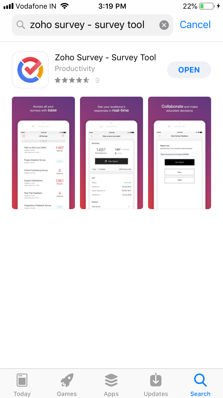 Help Guide for Zoho Survey's iPhone (iOS) App
