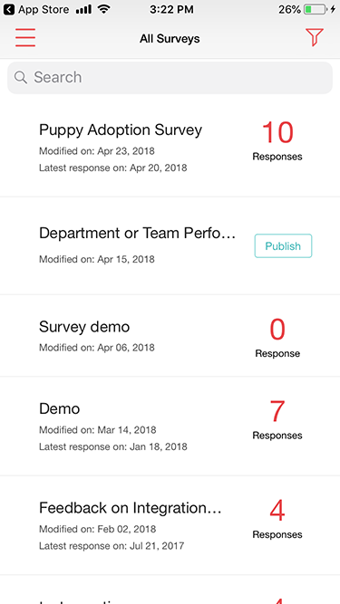Help Guide for Zoho Survey's iPhone (iOS) App