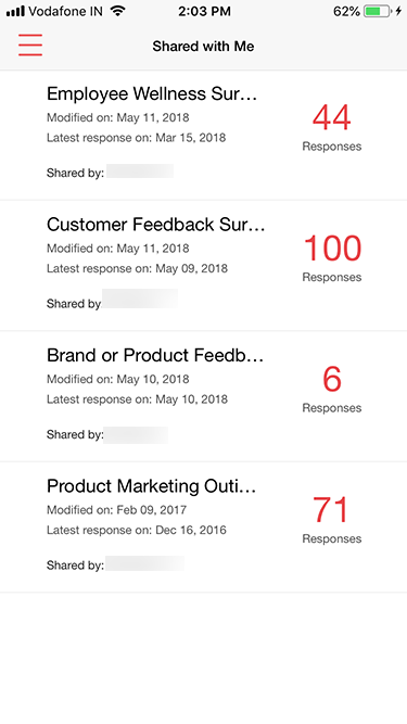Help Guide for Zoho Survey's iPhone (iOS) App