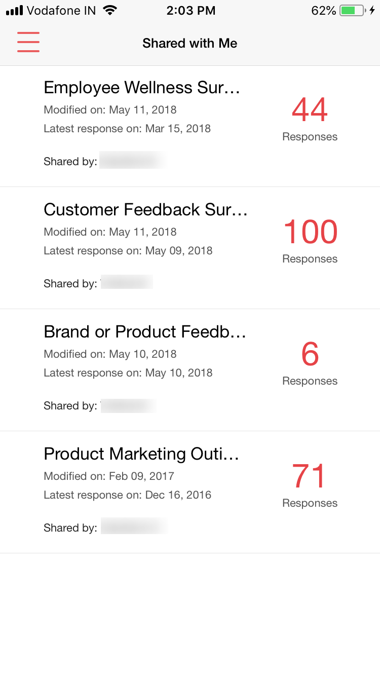 Help Guide for Zoho Survey's iPhone (iOS) App
