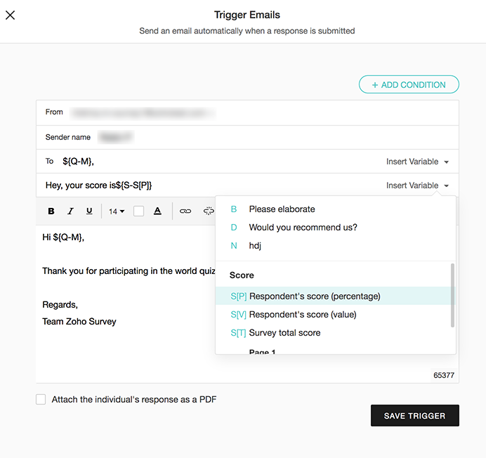 Trigger Email Notifications - Zoho Survey Help Trigger Email Notifications - Zoho Survey Help