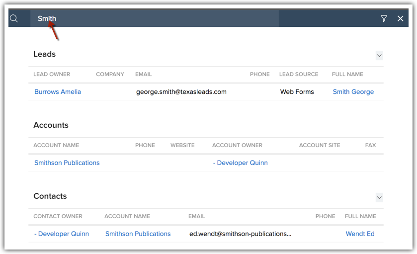 Customize search results layout | Tips - Zoho CRM