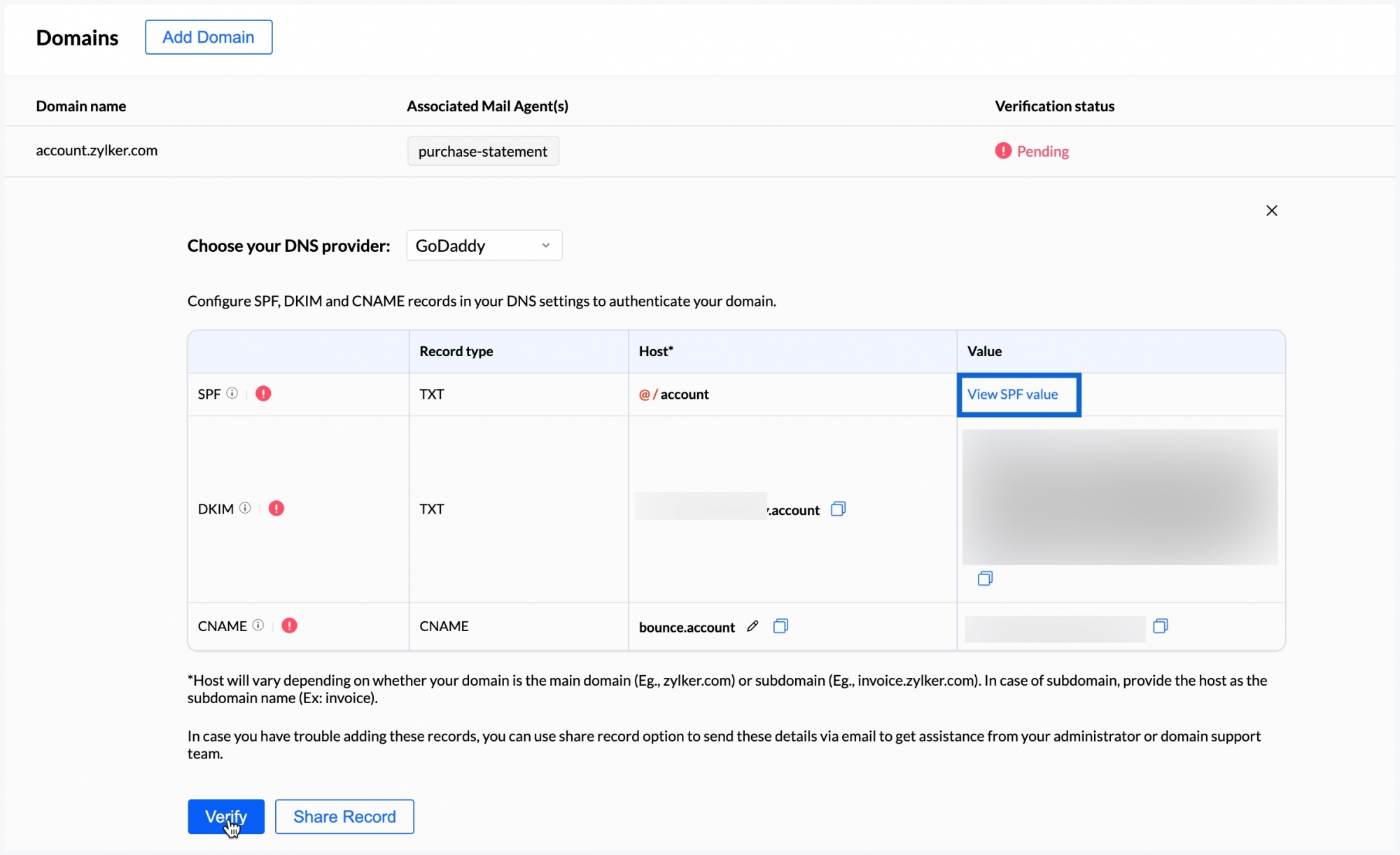 Domain Addition & Verification | ZeptoMail