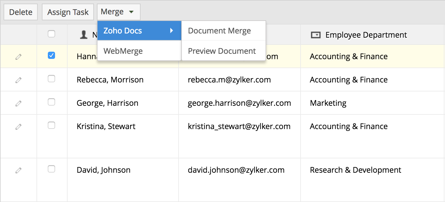 Document Merge | Zoho Forms - User Guide