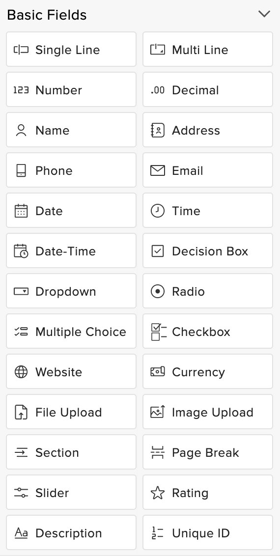 Field Types Zoho Forms User Guide