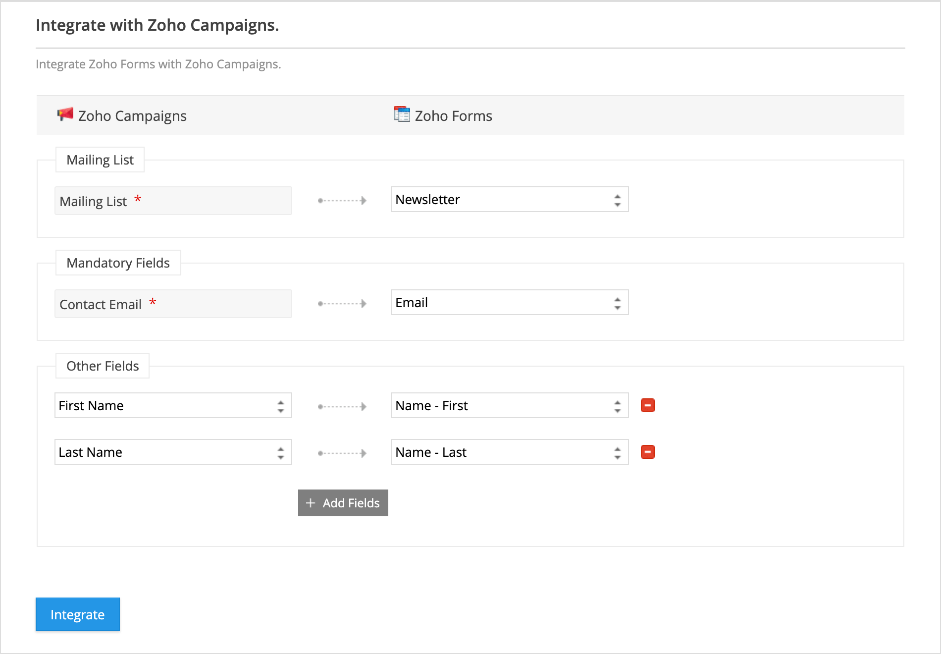 Zoho Campaigns Integration | Zoho Forms - User Guide Zoho Campaigns Integration | Zoho Forms - User Guide