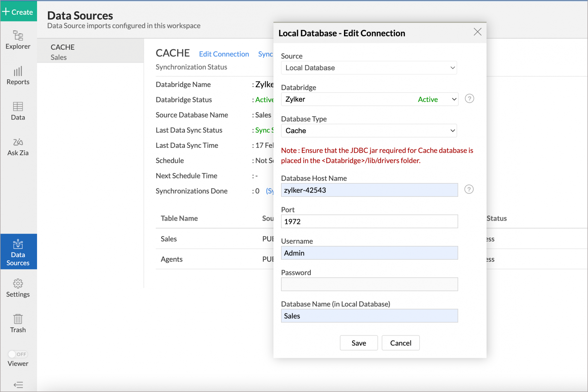 Import Data from Cache l Zoho Analytics Help