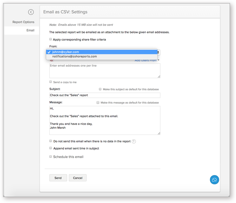 Emailing Reports and dashboards