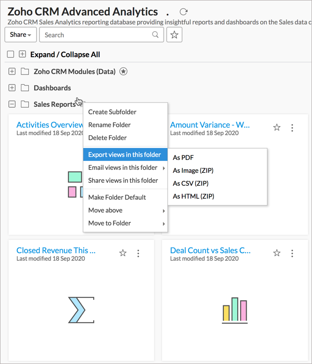 Exporting Multiple Views l Zoho Analytics Help