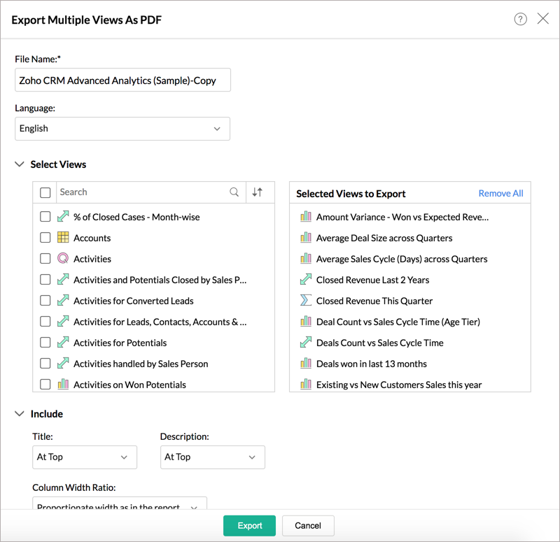 Exporting Multiple Views l Zoho Analytics Help