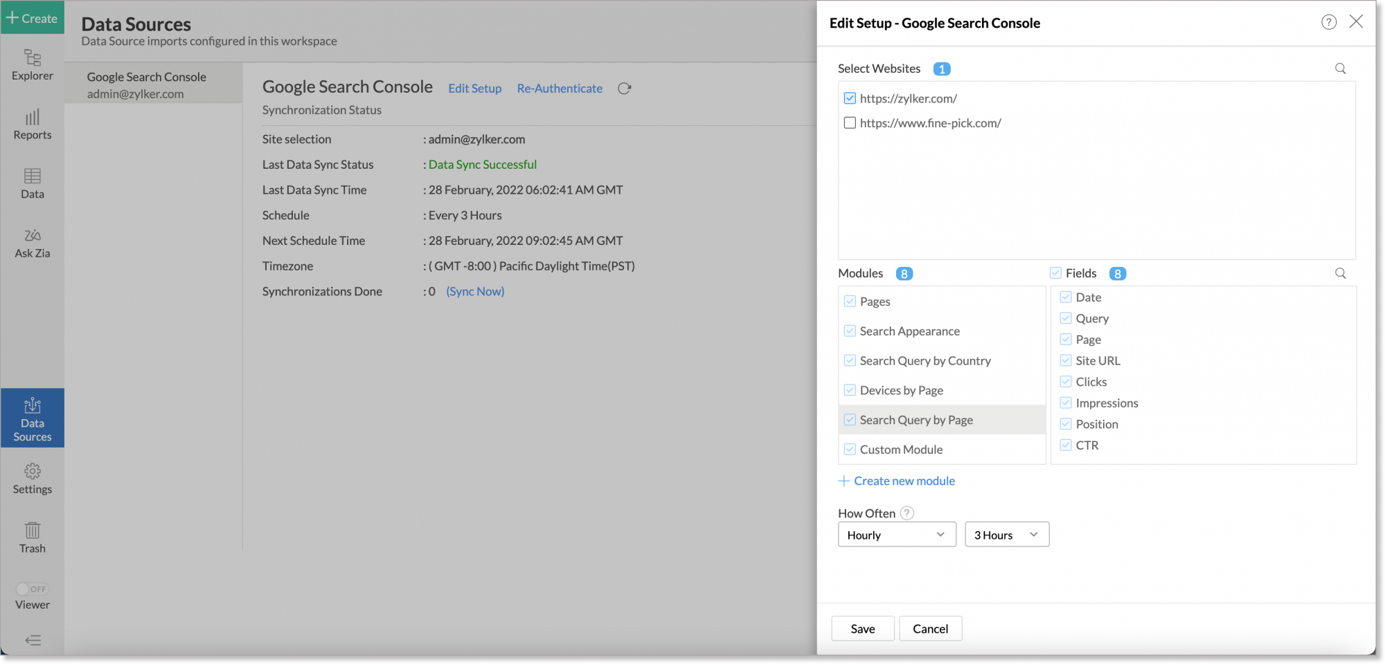 Google Search Console l Zoho Analytics Help