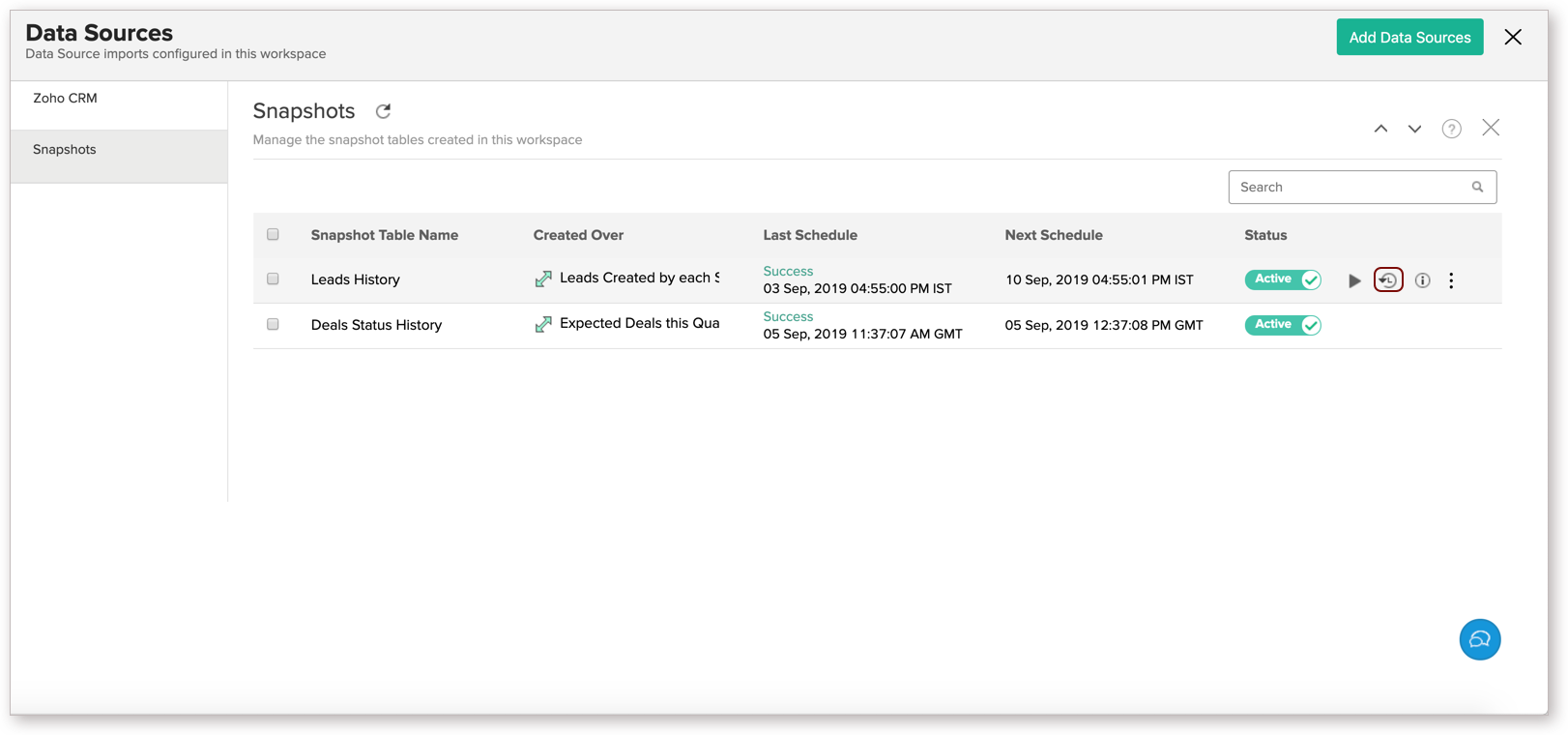 Data Snapshots l Zoho Analytics Help