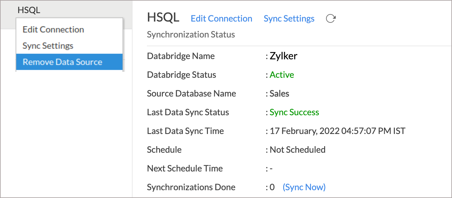 Import Data from HyperSQL l Zoho Analytics Help