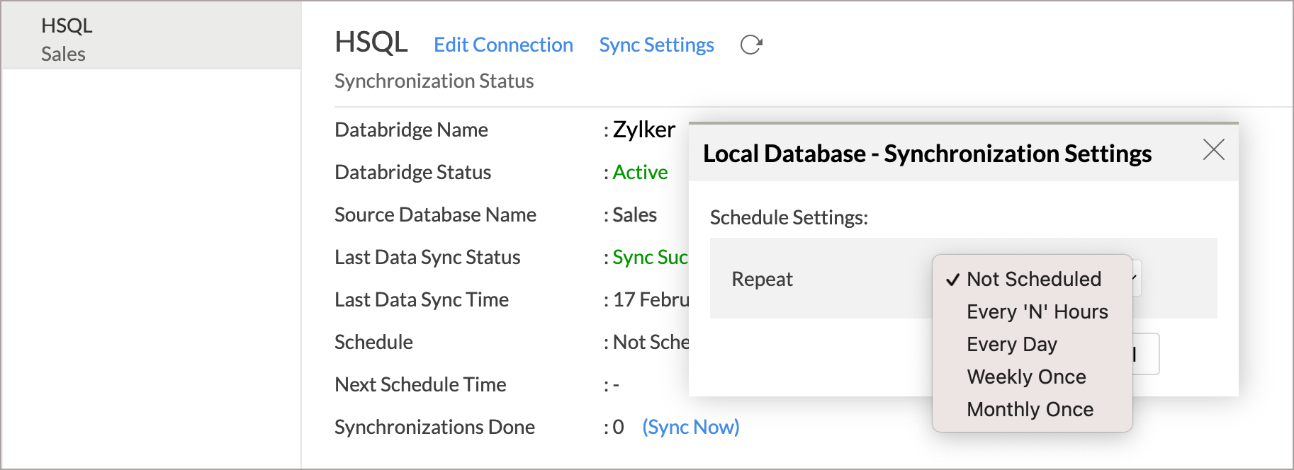 Import Data from HyperSQL l Zoho Analytics Help
