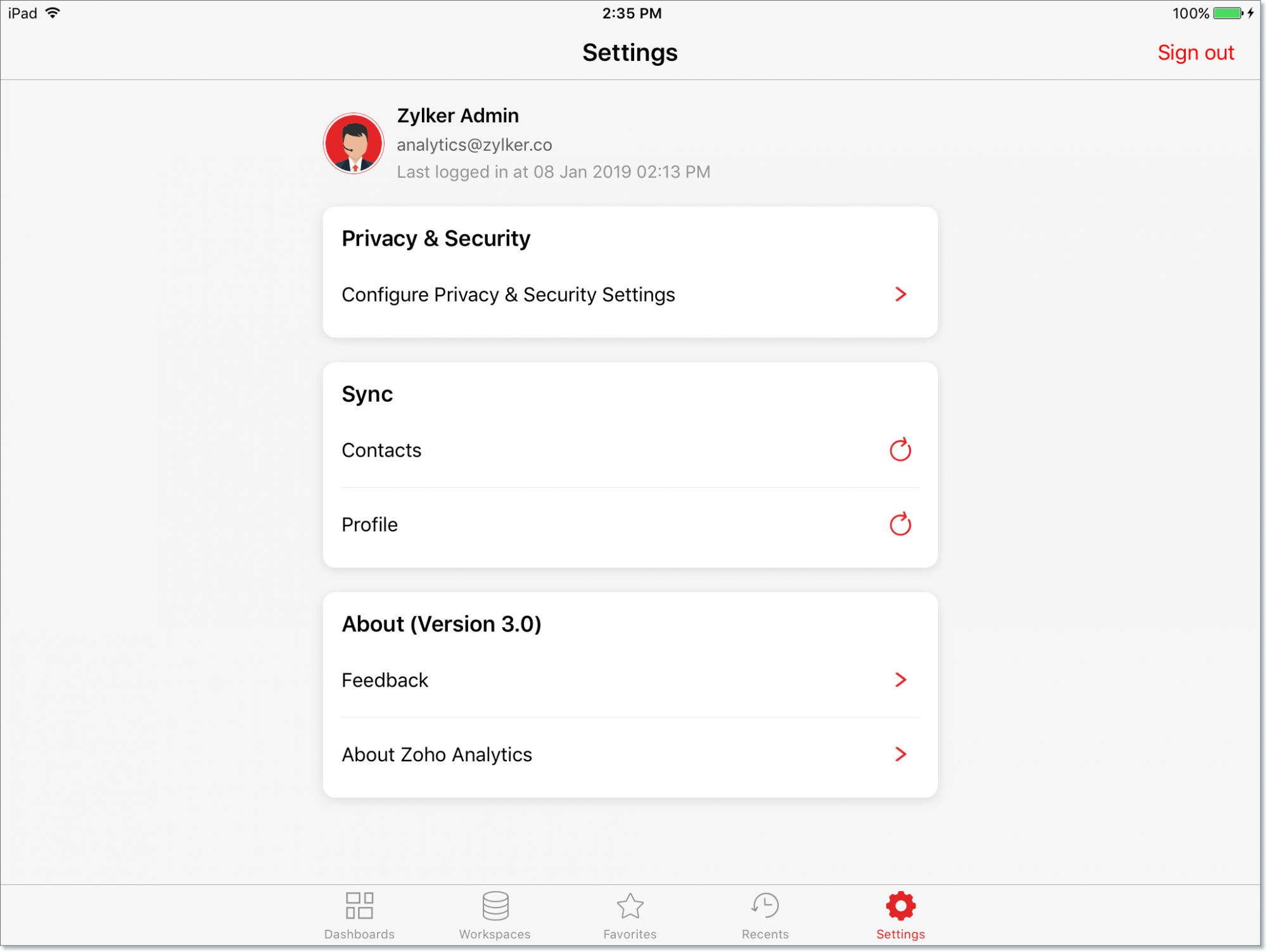 iPad App l Zoho Analytics Help