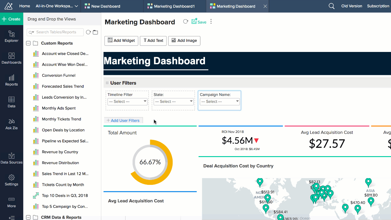 Creating a Dashboard | Zoho Analytics On-Premise