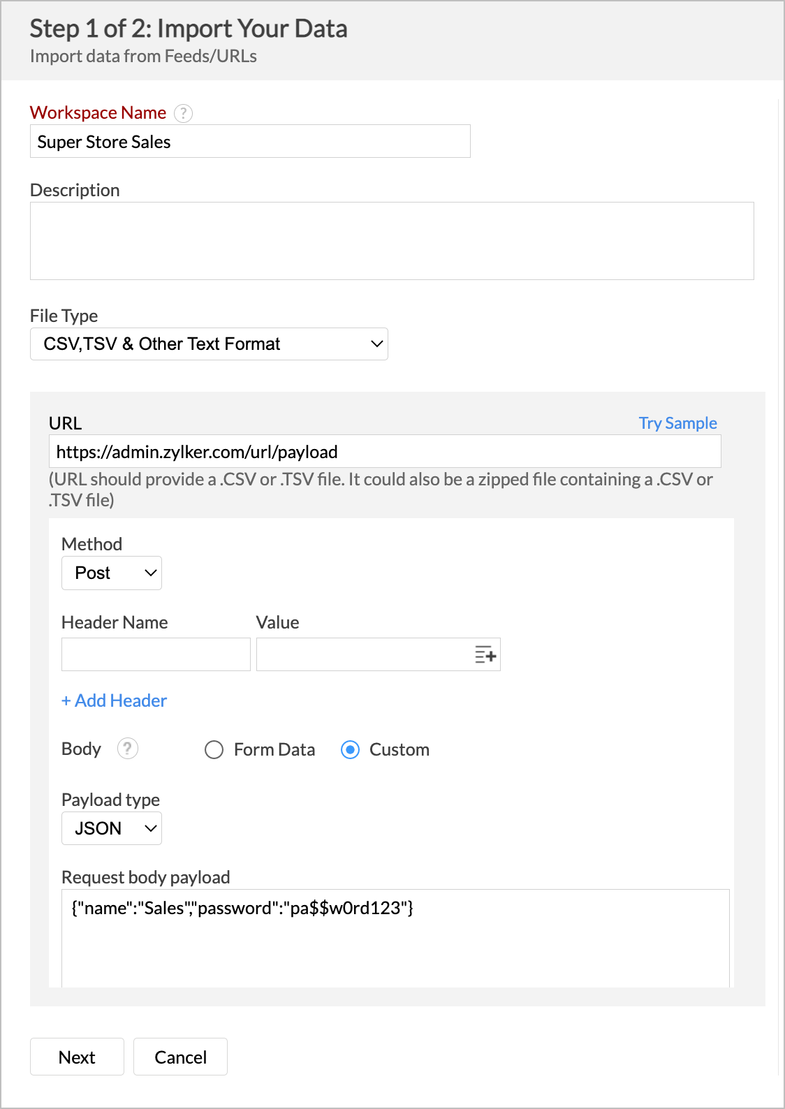 Import Data From Web Feeds L Zoho Analytics Help